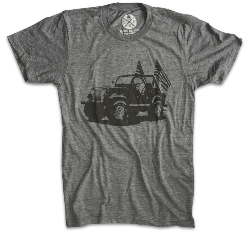 Classic American Jeep CJ-7 American Flag Shirt – Red White Blue Apparel