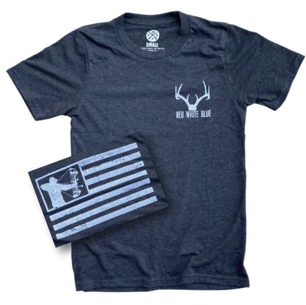 Patriotic Bowhunter American Flag Hunting T Shirt Made IN USA – Red ...